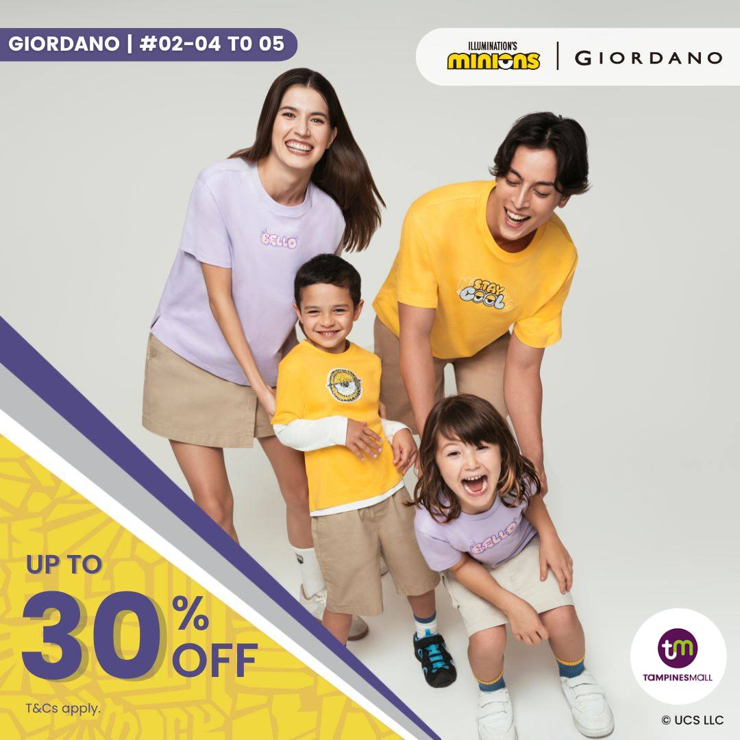 Despicably Stylish! Minions x Giordano 30% Off Apparel | Tampines Mall News
